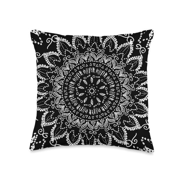 ・Grab this vintage retro White Mandala On Black cushion as a gift for your best friend or relative! who loves Sacred Geo...