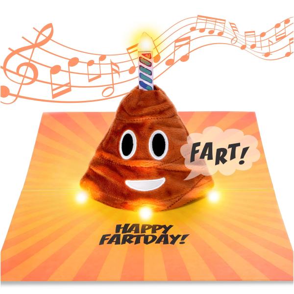 ・THE POP UP BIRTHDAY CARD THAT TURNS FARTS INTO MUSIC - Open this hilarious musical birthday card ＆ watch a 3D plush poo...