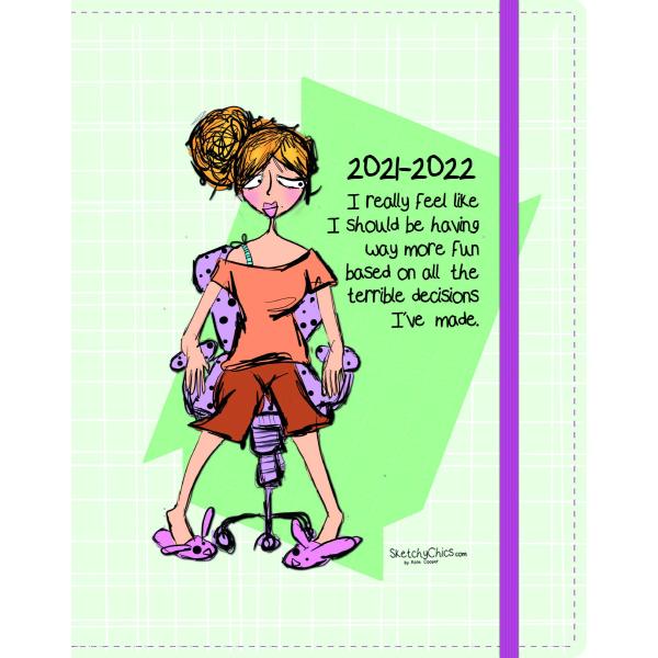 ・17-month format, August 2020 - December 2021・Three yearly views・Elastic band closure; back pocket・Handy, perforated to-...