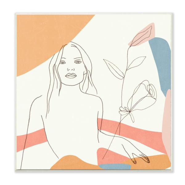 アメリカのウォールアートブランド・Stupell Industriesが手がけるMDF製ウォールプラーク（約30×30cm）。Melissa Wang作の女性シルエットと花が融合したパステルカラーの抽象アート。高品質リトグラフで再現し、側面...