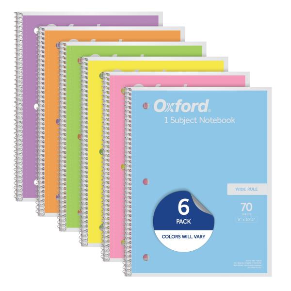 ・Save by the pack: Get a 6 pack of 1 subject notebooks with 70 sheets of wide ruled paper with pastel covers; a stock-up...