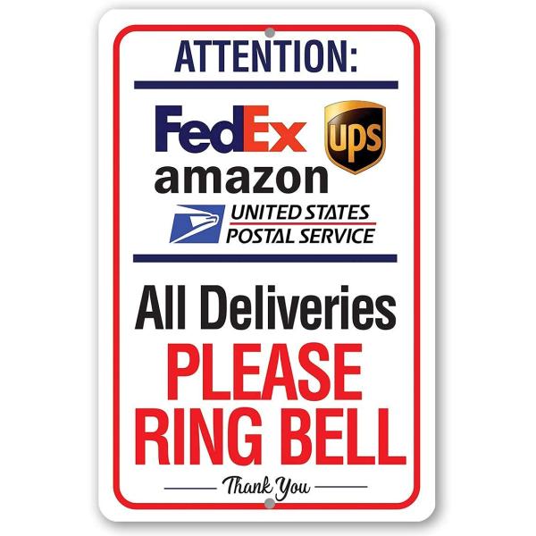 ・Ring The Bell: Keep your deliveries on point with this handy metal sign reminding folks to ring the bell for your packa...