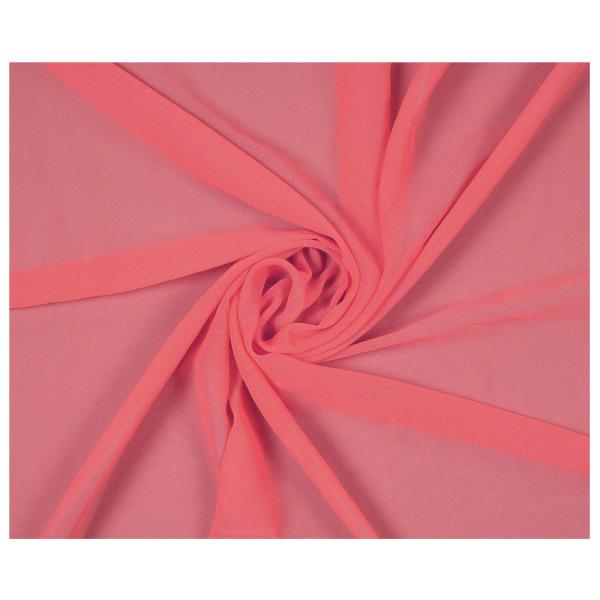 MDS（エムディエス）のシフォン生地 70ヤード（約64m）まとめ買いパック、カラー：コーラル。幅約107〜112cm、ポリエステル100%のシアー素材です。ウェディングの装飾・バックドロップ・アーチ飾りから、ブライダルドレス・マキシワンピ...