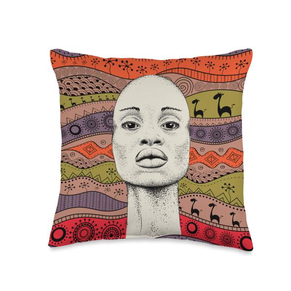 ・Colorful and Vintage style Black Woman and Tribal African pattern Artwork makes an amazing and memorable gift. Orange, ...