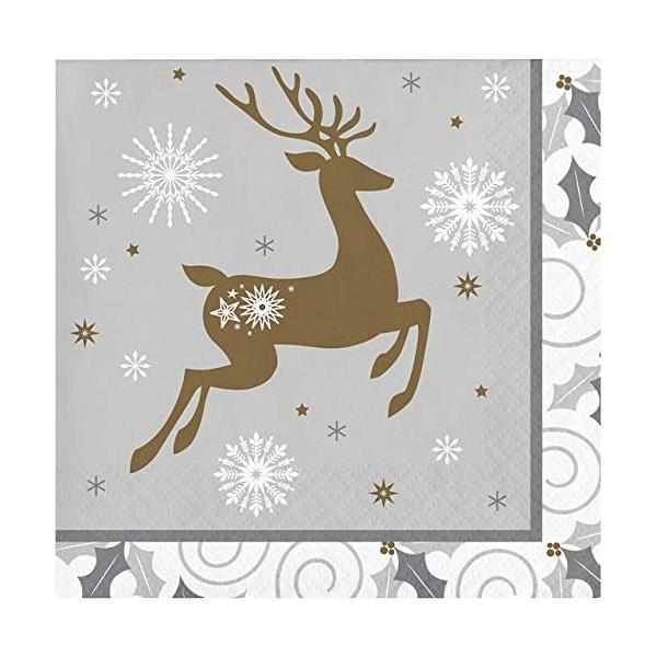・16 Opulent Reindeer Cocktail Napkins・Napkins measure 5" x 5"・Napkins are made from quality three-ply tissue・Napkins fea...