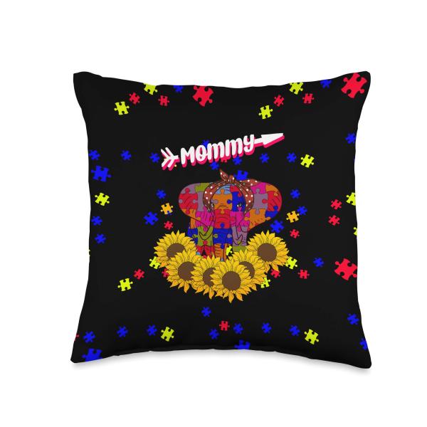 ・Grab this cute Mommy Puzzle Elephant Sunflower cushion as a gift for your moms, mothers, mommies and mama who loves ani...