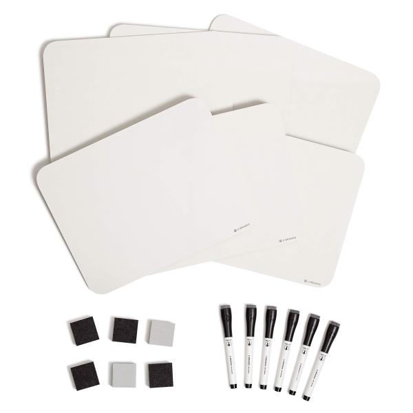 ・9" X 12" Double-Sided white board Lapboard Set・Features Blank Side and Red and Blue Ruled Lines For Handwriting Practic...