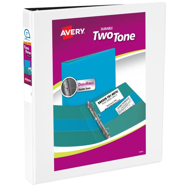 ・Add an energetic dash of color to school supplies with trendy two-tone white and black Avery binders・Designed to last l...