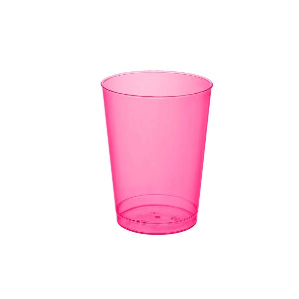 ・Party Essentials neon pink hard plastic 10-ounce tumblers have upscale styling and a classic barware silhouette; colorf...