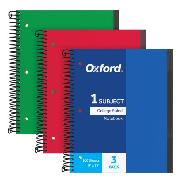・What you'll receive: 3 pack of 1 subject notebooks with wipeable poly covers (blue, red, green), strong coil binding, a...