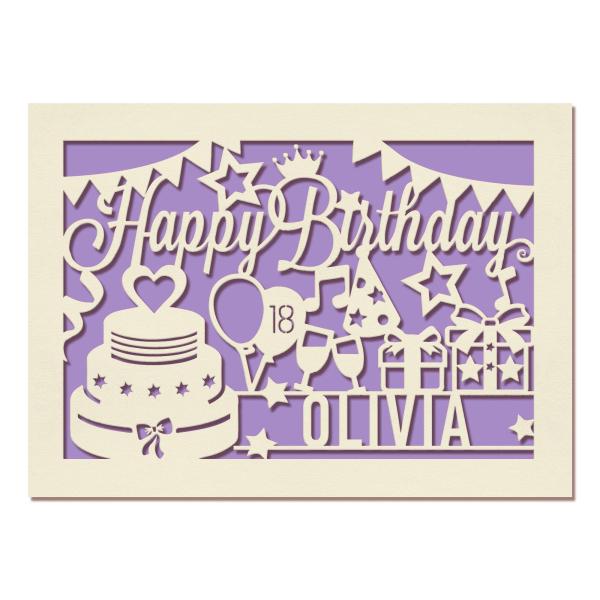 ・Elite design personalized papercut birthday card, great for any age any name happy birthday greeting・Personalized with ...