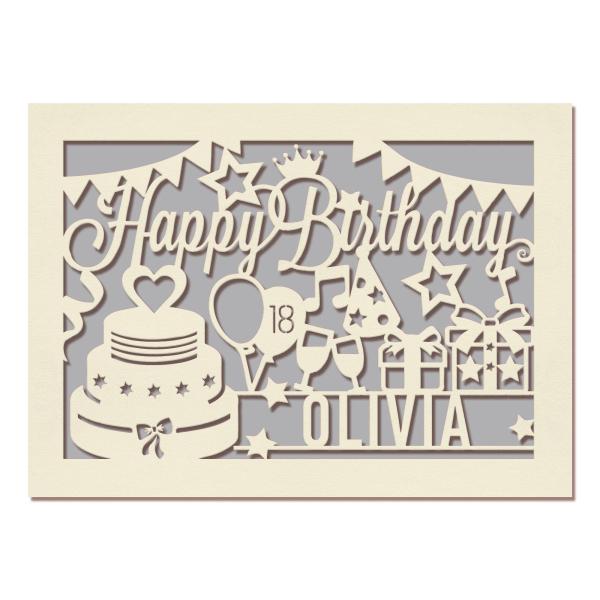 ・Elite design personalized papercut birthday card, great for any age any name happy birthday greeting・Personalized with ...