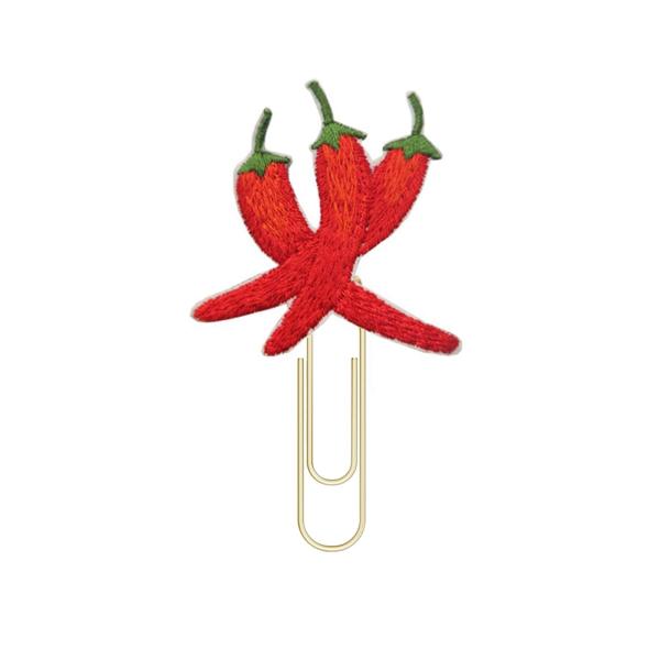 ・Charming Design: Golden chili pepper-shaped paper clips.・Embroidered Top: Each clip features an embroidered appliqu〓.・V...