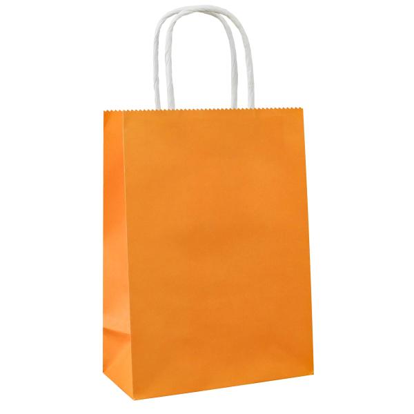 ・Package: 12 PCS orange kraft paper gift bags, each bags measure 8.2 x 6 x 3.1 inch・Material: Orange gift bags paper are...