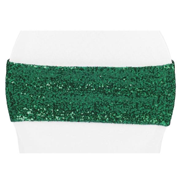 ・HIGH-QUALITY MATERIAL: Experience the Emerald Green Spandex Glitz Sequin Chair Band's premium quality, ensuring durabil...