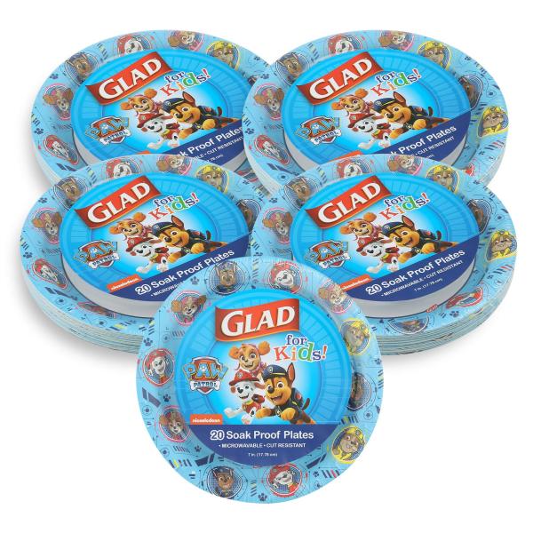 ・KID FRIENDLY PAW PATROL PAPER PLATES - The adorable Paw Patrol print on these kid-friendly blue Glad for Kids Paper Pla...