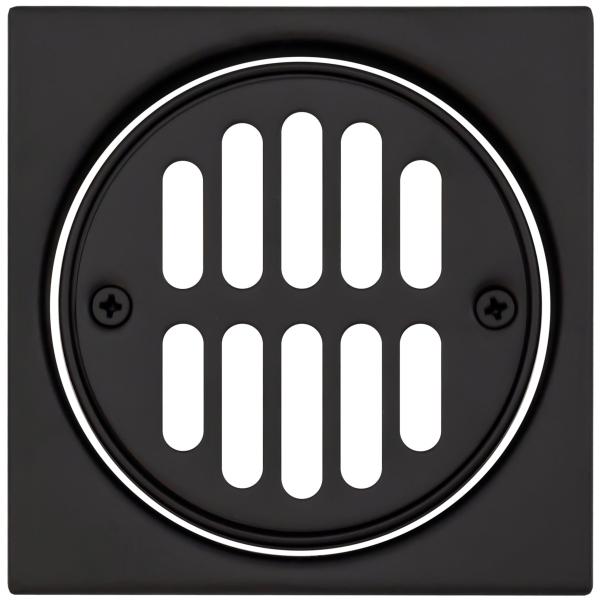 ・4-1/4" OD Tile square・3-1/2" OD round drain cover with 2-7/8" hole-to-hole screw hole opening・Includes two (2) flat hea...