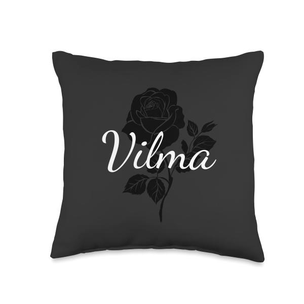 ・Pretty gray floral design with the name Vilma in trendy white calligraphy lettering, personalized accessory for her・Gre...