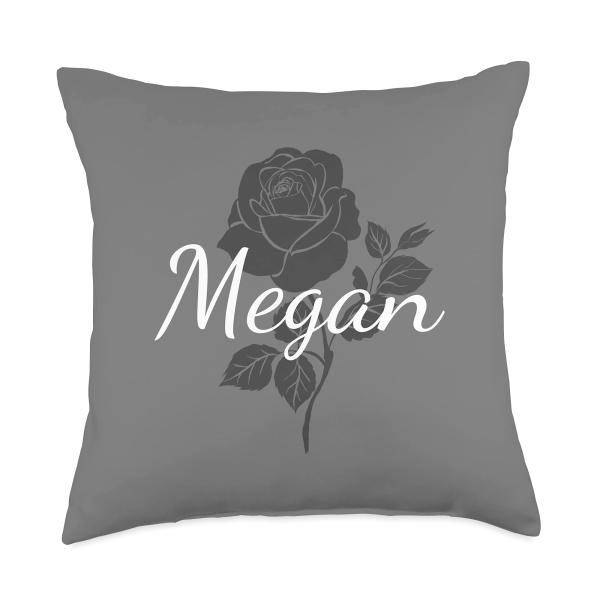 ・Pretty gray floral design with the name Megan in trendy white calligraphy lettering, personalized accessory for her・Gre...