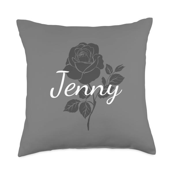 ・Pretty gray floral design with the name Jenny in trendy white calligraphy lettering, personalized accessory for her・Gre...