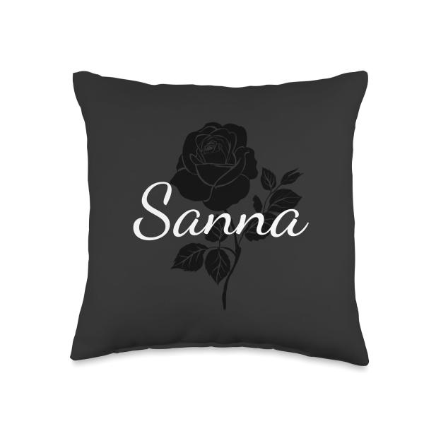 ・Custom Floral Personalized design. Pretty gray floral design with the name Sanna in trendy white calligraphy lettering,...