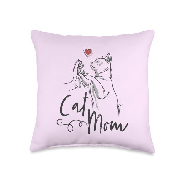 ・Super cute design featuring a cat touching the hand of her owner, showing love between a cat and her cat mom.・100% spun...