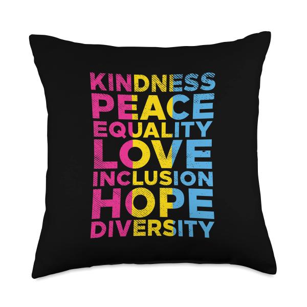 ・Grab this cute Kindness Peace Equality Love Hope throw pillow for your pansexual friend! It's the perfect pan pride gif...