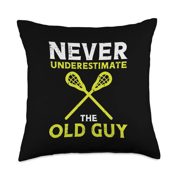 ・Grab this Never Underestimate Old Guy Lacrosse throw pillow for your lacrosse lover dad, daddy, papa, father, grandpa o...