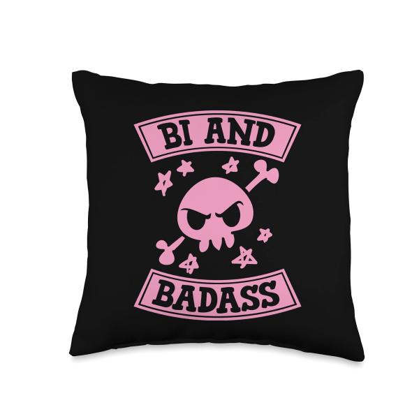 ・This LGBTQ Pride Bi And Badass Skull Cute Funny Bisexual Pride Stuff Art merch art for the special bi and proud girlfri...