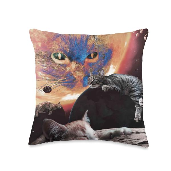 ・Pick up this funny space kitty cats design.・100% spun-polyester fabric・Double-sided print・Filled with 100% polyester an...