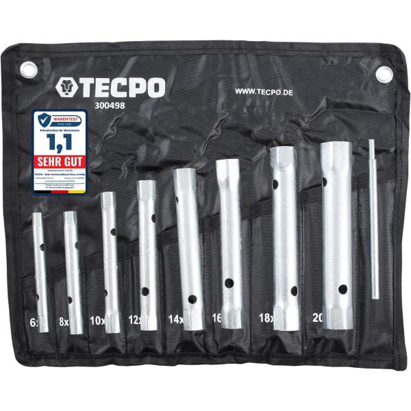 ・Versatile tubular socket spanner set, consisting of 9 keys with double ends, for spanner widths from 6 x 7 mm to 20 x 2...