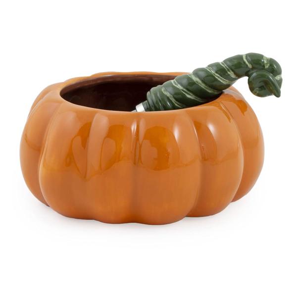 ・SERVING SET: Ceramic condiment/serving bowl and stainless steel spreader・DIMENSIONS: Bowl 4.5 x 2-inches, spreader 5-in...