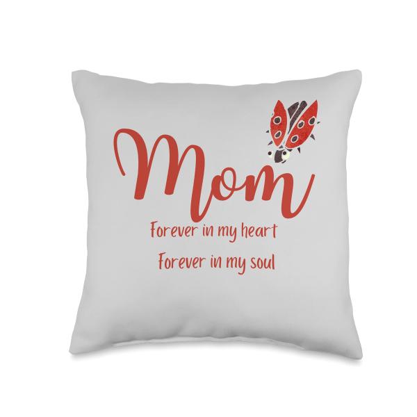 ・Mother ladybug design decor, remembering mom, grieving mom, grief pillow, memorial pillow・100% spun-polyester fabric・Do...