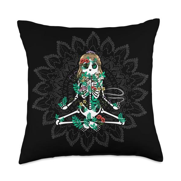 ・Grab this Skeleton Girl Flowers Lotus Yoga Mandala cushion as a gift for your mom, wife, aunt, girlfriend, sister, daug...