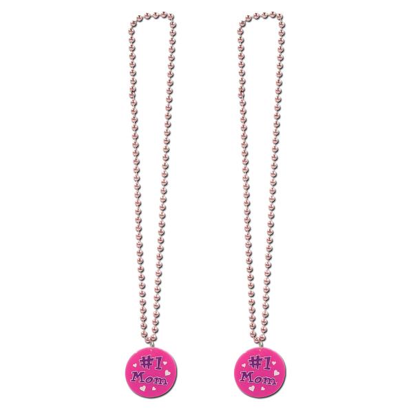 ・DOUBLE THE CELEBRATION: Includes two pink bead necklaces, each featuring a printed #1 Mom medallion for sharing the lov...