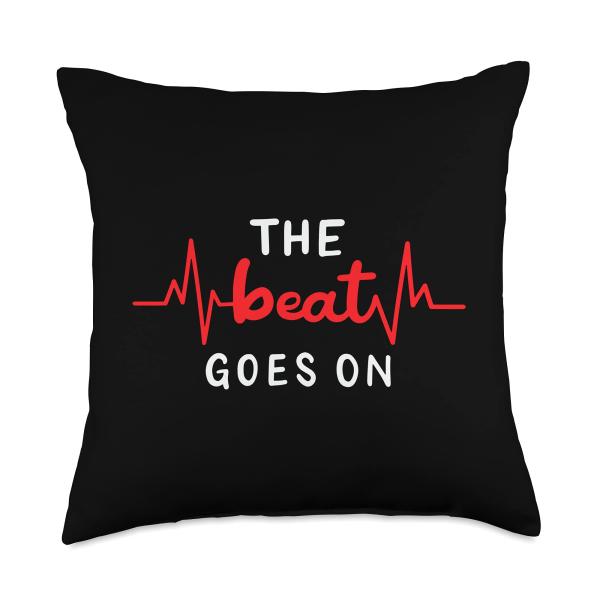 ・The Beat Goes On・A heartbeat design with the saying "The Beat Goes On". A motivational get-well present for any open-he...