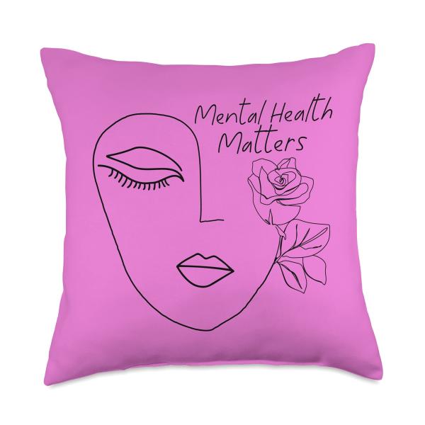 ・grab this abstract woman face with rose flower and Positive quote "mental health matters" Whether you or a loved one li...