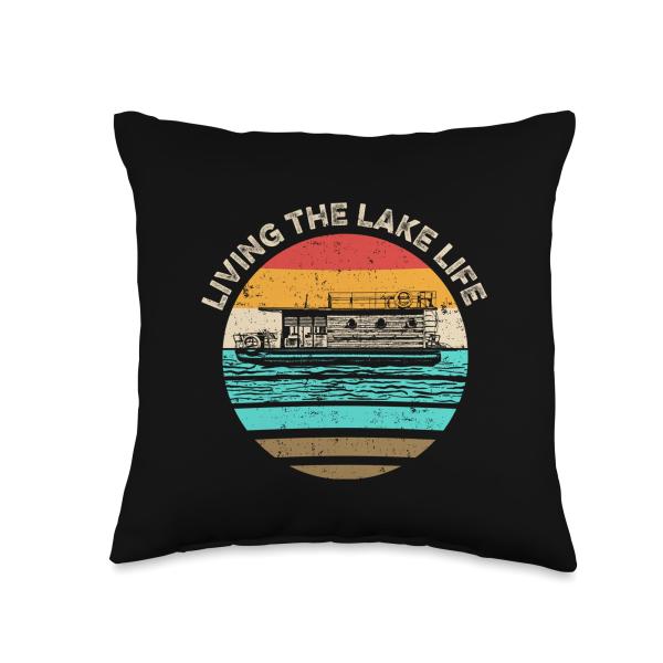 ・Waterfront Lifestyle Living design. House boat Sunset motiv with quote: "Living The Lake Life"・Perfect Design idea for ...