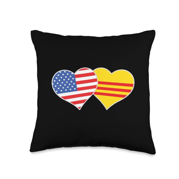 ・South Vietnam USA flag hearts for Vietnamese Americans proud of their heritage, DNA, culture and nationality.・Show prid...
