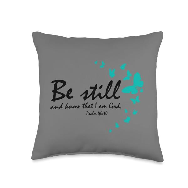 ・Christian design. Psalm 46:10 Be Still And Know That I Am God Christian bible verse with butterflies.・100% spun-polyest...