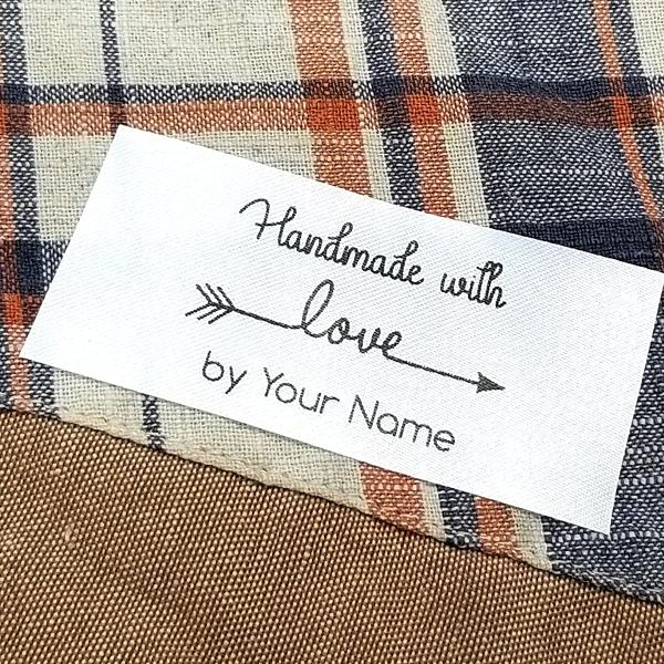 ・Set of 100pcs custom clothing labels. Your text with our designs. Custom any text such as handmade by your name, handma...