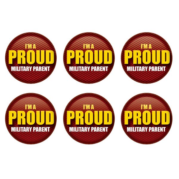 ・Made in the USA・Includes 6 Proud Military Parent Buttons in the package・Each Patriotic Theme Button measures 2 inches i...