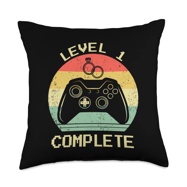 ・Level 1 complete, video game controller 1st wedding anniversary gift 1 year of marriage for mens, womens, girls, boys. ...