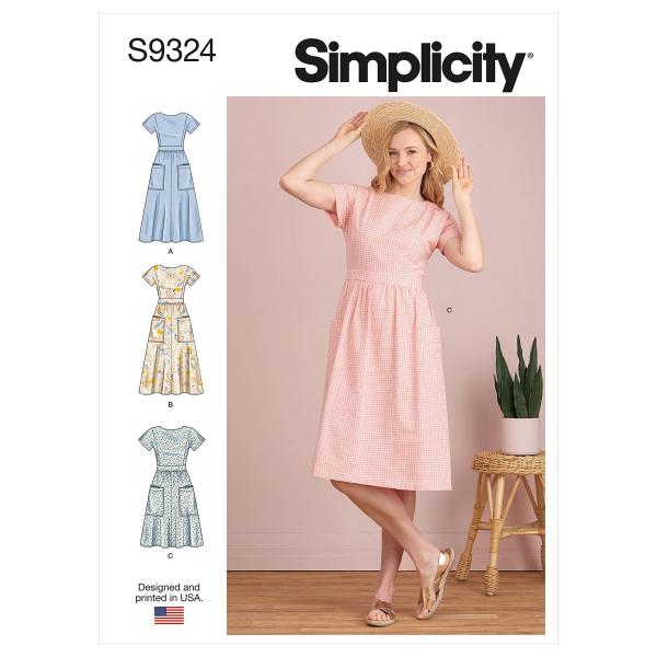 ・Simplicity レディース ドレス ソーイングパターン S9324。サイズ14〜22対応。・クラフト：洋裁。完成品は含まれません。