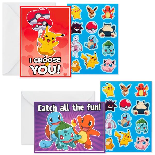 ・Includes 24 notes and envelopes, 12 each of 2 designs, and 24 sticker sheets.・Message(s): Pikachu with Pok〓ball balloon...