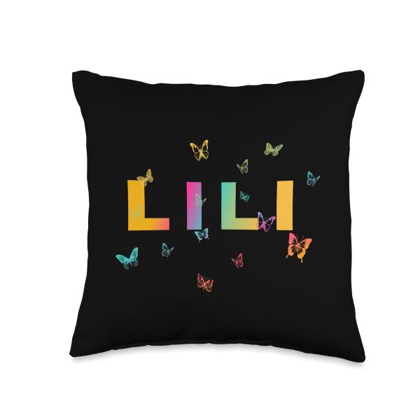 ・Beautiful Lili name with cute colorful Butterflies. Great gift idea for all who's name is Lili. For Women and Girls nam...