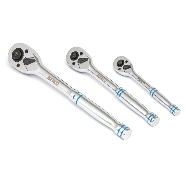 ・RATCHET SOCKET-WRENCH SET: With a 1/4-inch-, a 3/8-inch-, and a 1/2-inch-drive ratchet, our 3-piece set of ratchet wren...