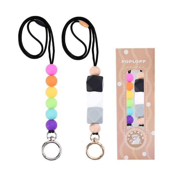 ・【Premium ＆ Safty Material】These super cute lanyards include food grade silicon and wooden beads. They are lightweight a...