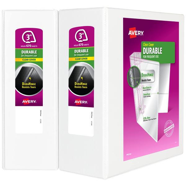 ・Whether you're taking them to school or using them around the house, Avery Durable Binders are made with a non-stick po...