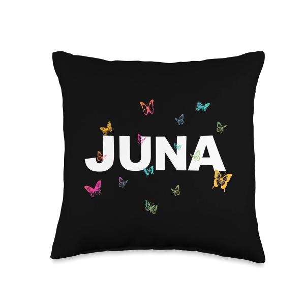 ・Beautiful Juna name with cute colorful Butterflies. Great gift idea for all who's name is Juna. For Women and Girls nam...